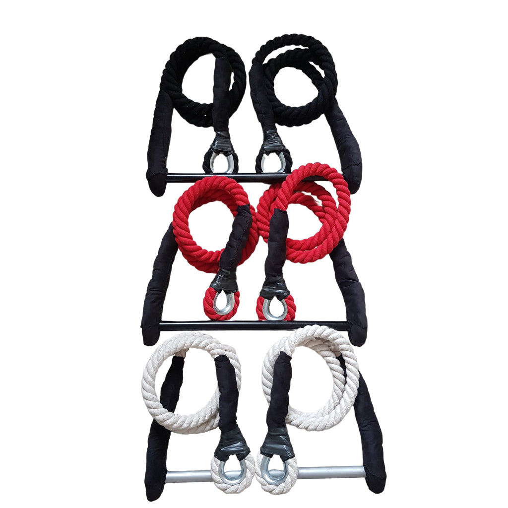 Aerial dance trapeze, velvet elbows, cotton rope, black, white, red ...